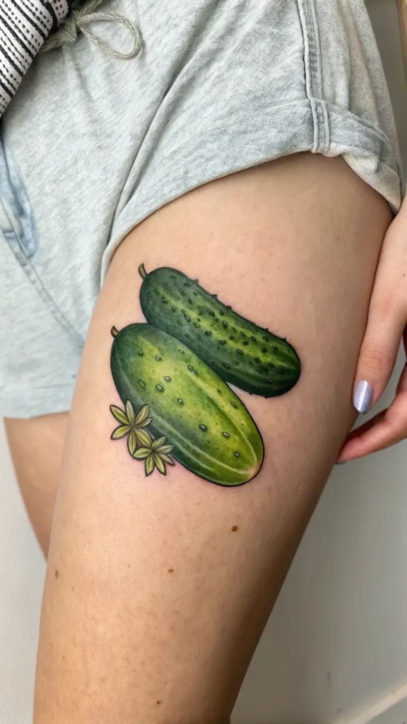10 Quirky Whimsical Pickle Tattoo Ideas and Designs - Lovely Beauty